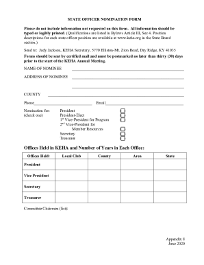 Fillable Online Candidate Nomination Form Template - Nevada Fax Email ...