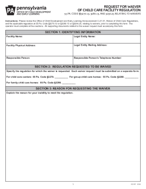 Fillable Online Waiver Request Form - PA.Gov Fax Email Print - pdfFiller