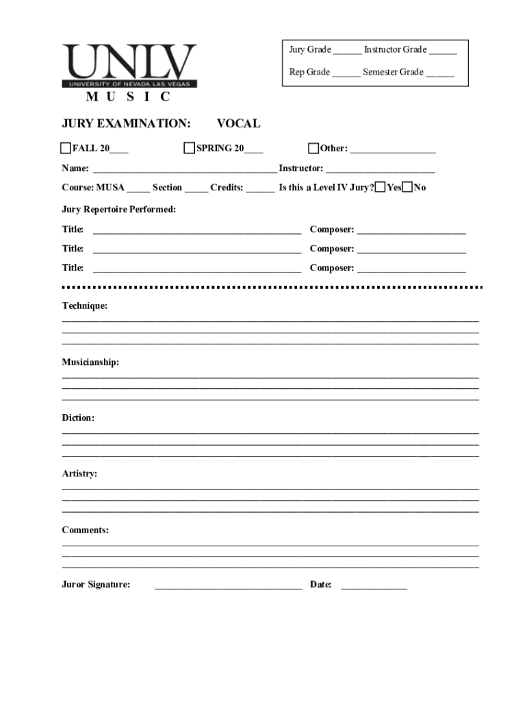 Fillable Online Jury Sheets VOCAL Draft.doc Fax Email Print - pdfFiller