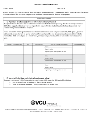 Fillable Online 2021-2022 Unusual Expense Form. 2021-2022 Unusual ...