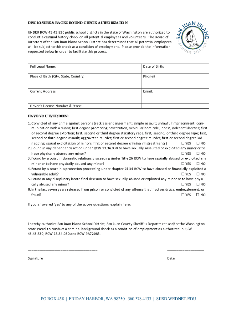 Fillable Online DISCLOSURE & BACKGROUND CHECK AUTHORIZATION Fax Email ...