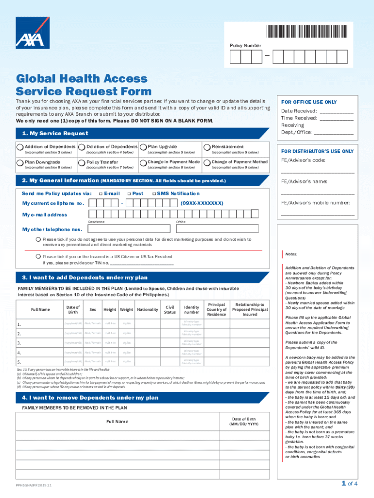 Fillable Online Fillable Online axa com GHA Service Request Form 5-31-16 ... Fax Email Print ...