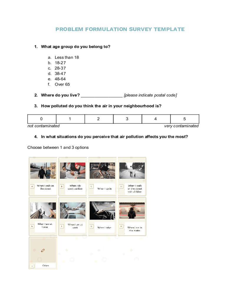 Fillable Online PROBLEM FORMULATION SURVEY TEMPLATE ...