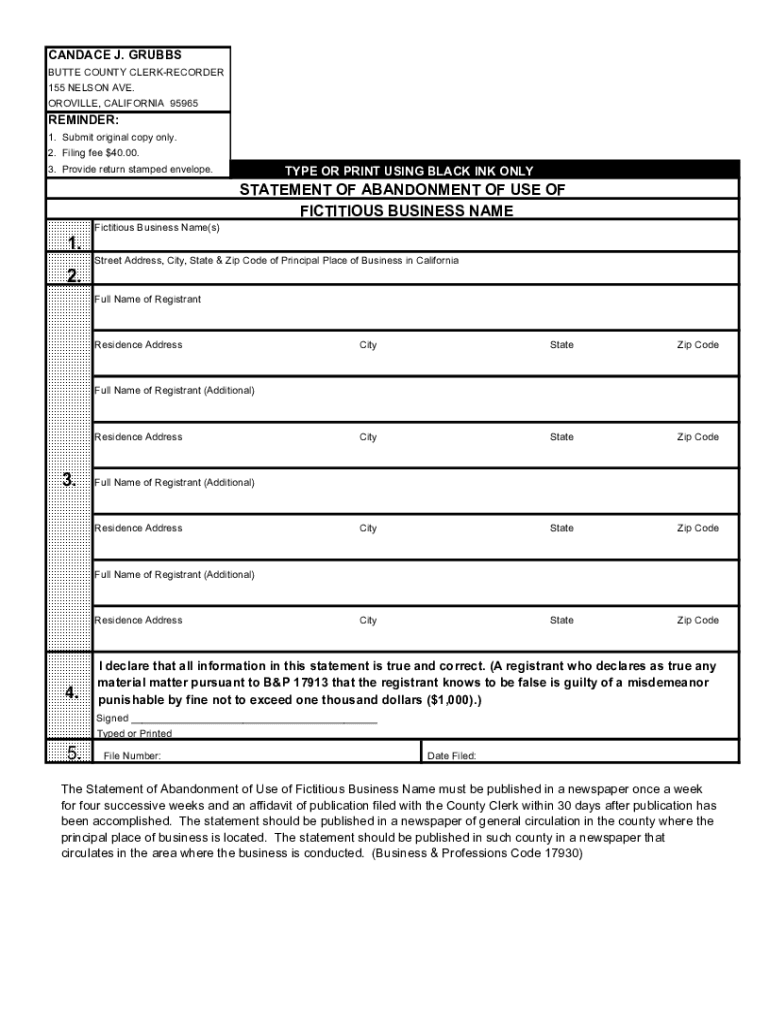Fillable Online clerk-recorder buttecounty OFFICE OF THE BUTTE COUNTY ...