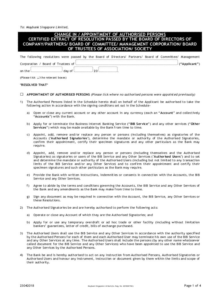 Fillable Online Sample Board Resolution Authorized Signatories Fax ...