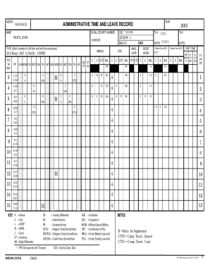 Fillable Online FORM HHS-564. ADMINISTRATIVE TIME AND LEAVE RECORD Fax ...