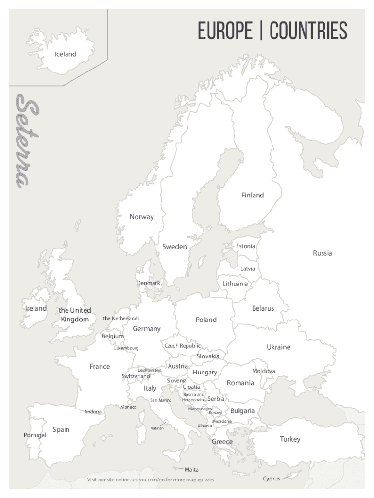 Fillable Online World Map with CountriesEurope: Countries Printables ...