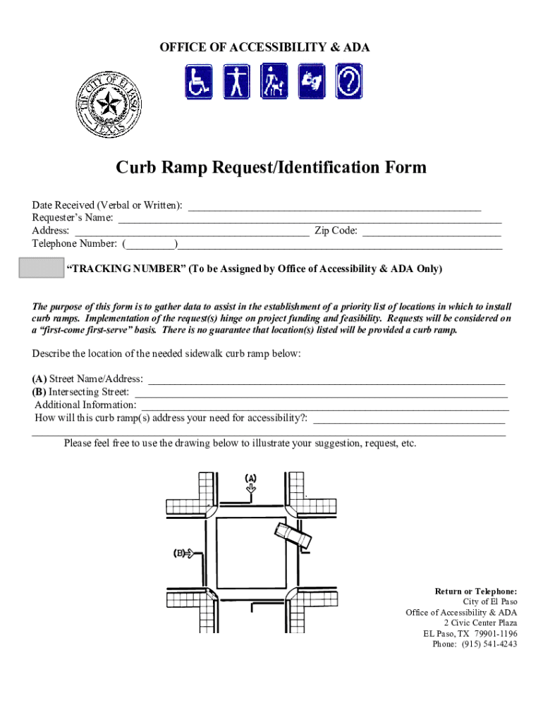 Fillable Online Curb Ramp Request/Identification Form - El Paso Texas ...