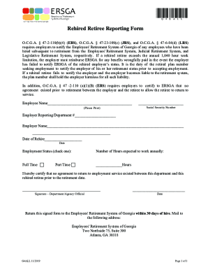 Fillable Online Rehired Retiree Reporting Form - ers.ga.gov Fax Email ...