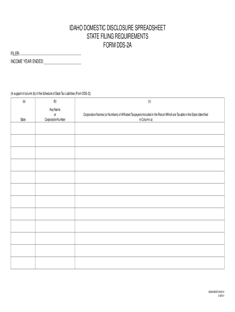 Fillable Online tax idaho Form DDS-2A - Idaho Domestic Disclosure ...