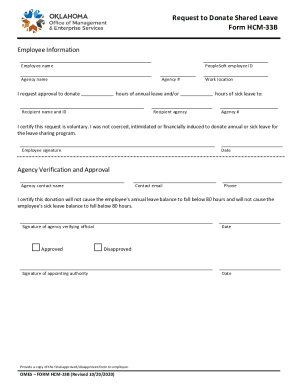 Fillable Online Request to Donate Shared Leave Form HCM-33B. Donate ...