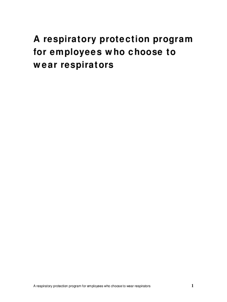 Fillable Online osha oregon A Respiratory Protection Program for the ...