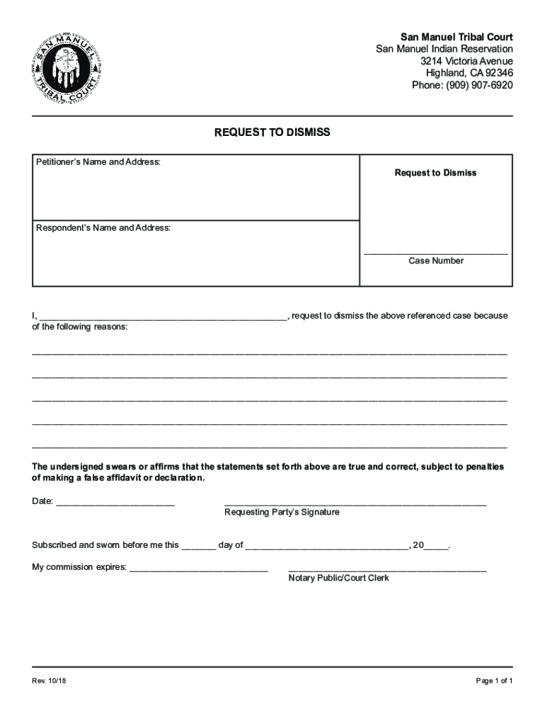 Fillable Online Request for Continuance - San Manuel Band of Mission ...