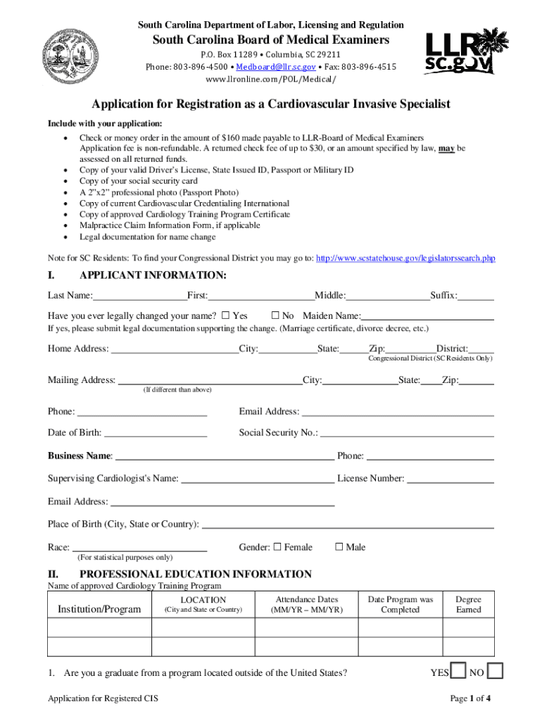 Fillable Online llr sc Instruction Cover Sheet for Change ... - South ...
