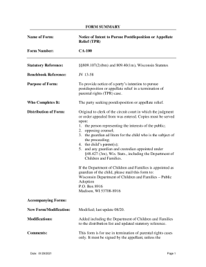 Fillable Online CA-100s; Form Summary Fax Email Print - pdfFiller