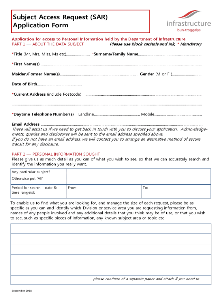 Fillable Online Subject Access Request (SAR) form - CRO Fax Email Print - pdfFiller