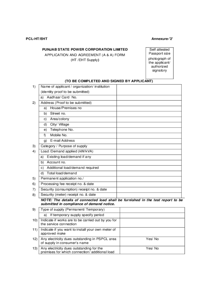 Fillable Online PCL-HT-EHT- APPLICATION AND AGREEMENT A & A FORM HT-EHT ...