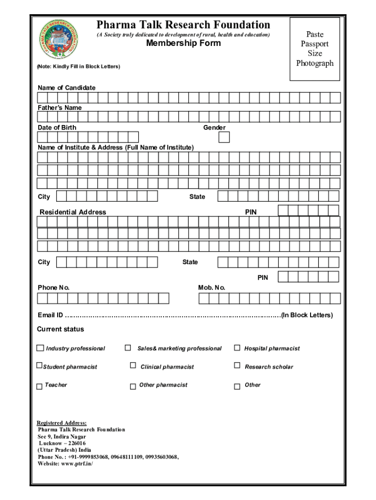 Fillable Online PTRF membership form Updated on Feb 2021 Fax Email ...