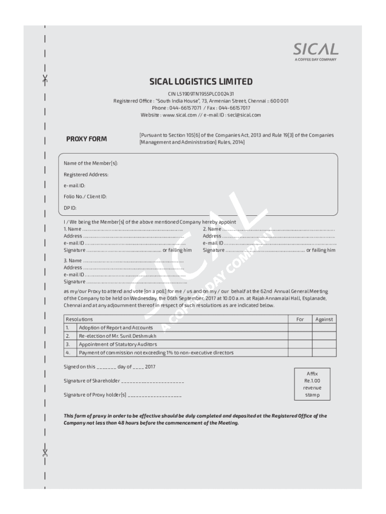 Fillable Online SICAL LOGISTICS LIMITED. - Company Profile, Directors ...