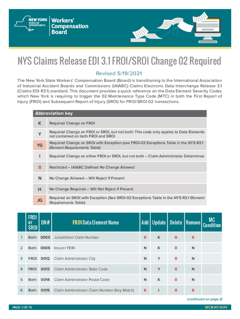 Fillable Online NYS Claims Release EDI 3.1 FROI/SROI Change 02 Required ...