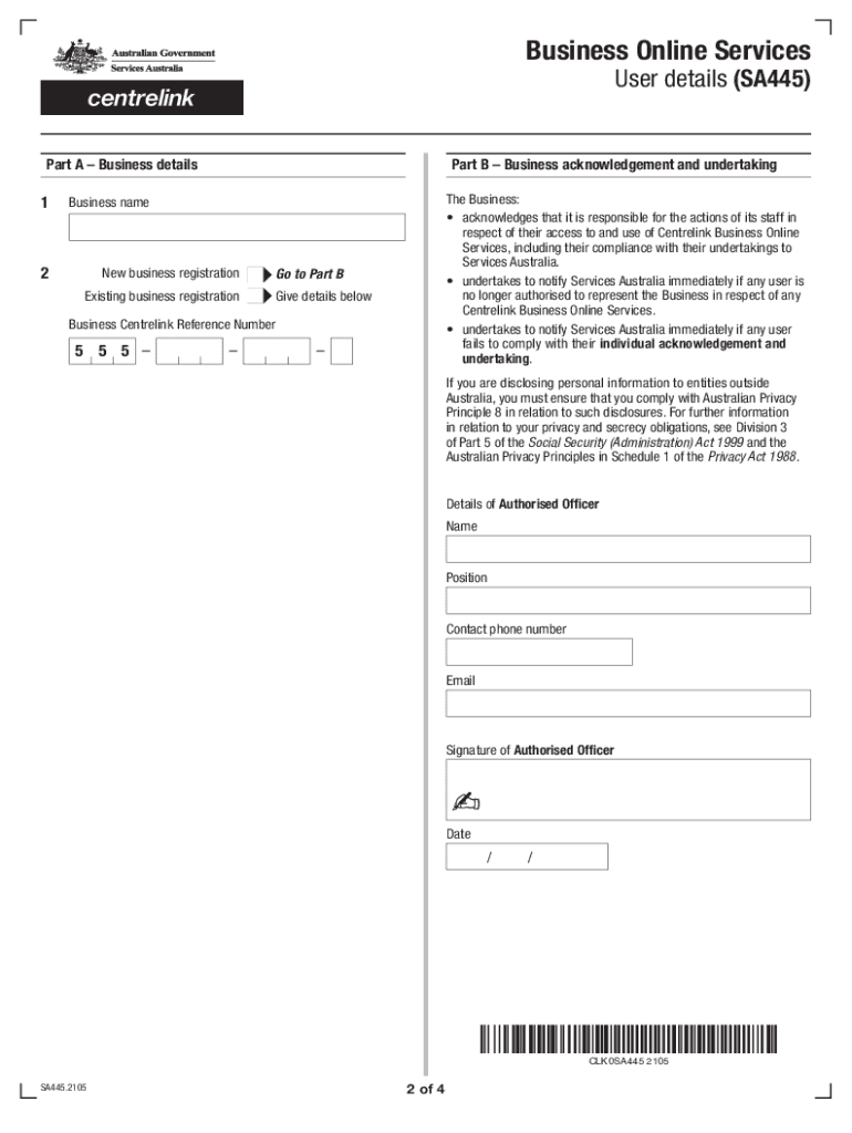 AU SA445 Form - Fill Online, Printable, Fillable, Blank - pdfFiller
