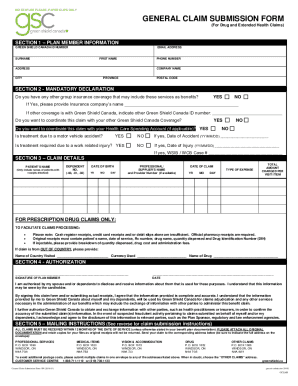 Fillable Online GENERAL CLAIM SUBMISSION FORM each person must complete ... Fax Email Print ...