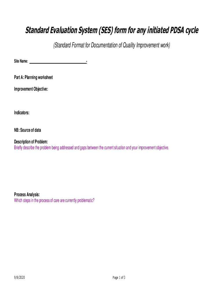 Fillable Online PDSA: Plan-Do-Study-Act (Rapid Cycle Improvement ...