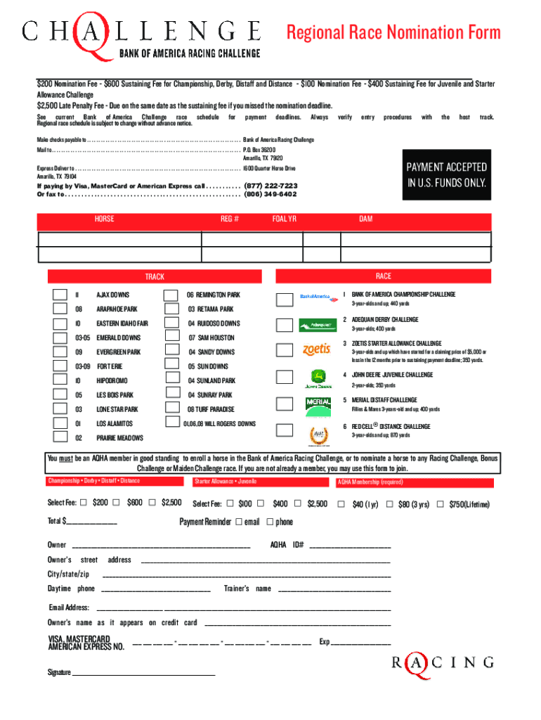 Fillable Online Fillable Online Regional Race Nomination Form ... Fax ...