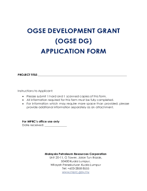 Fillable Online OGSE DEVELOPMENT GRANT (OGSE DG) APPLICATION FORM Fax ...