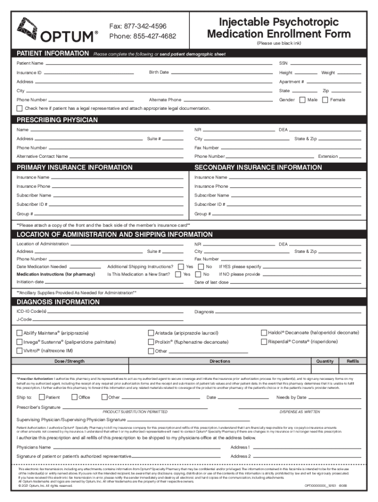 Fillable Online 61068 OptumRx2021Injectable Psychotropic Medication ...
