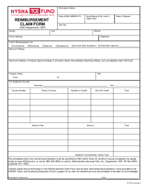 Fillable Online Social Security No. (Last 4 REIMBURSEMENT Digits Only ... Fax Email Print ...