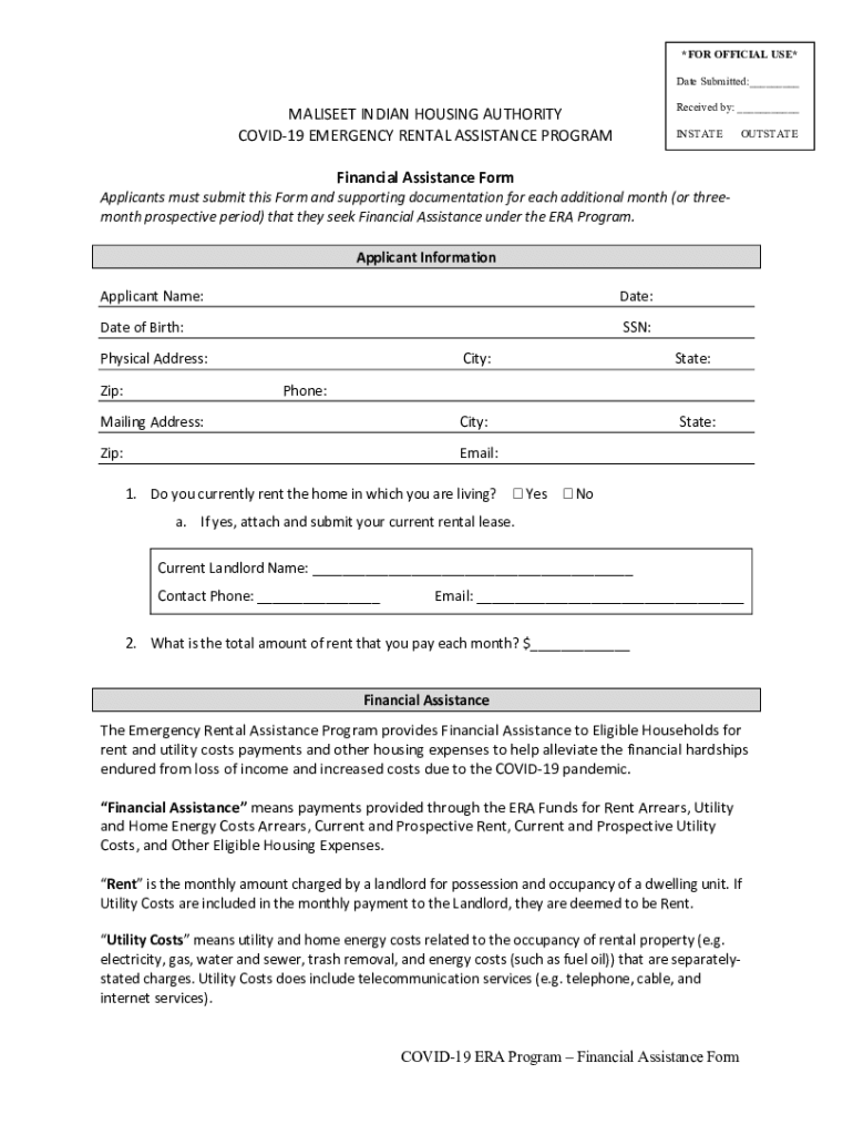 Fillable Online ERA Attachment 2 - ERAP Financial Assistance Form.docx ...