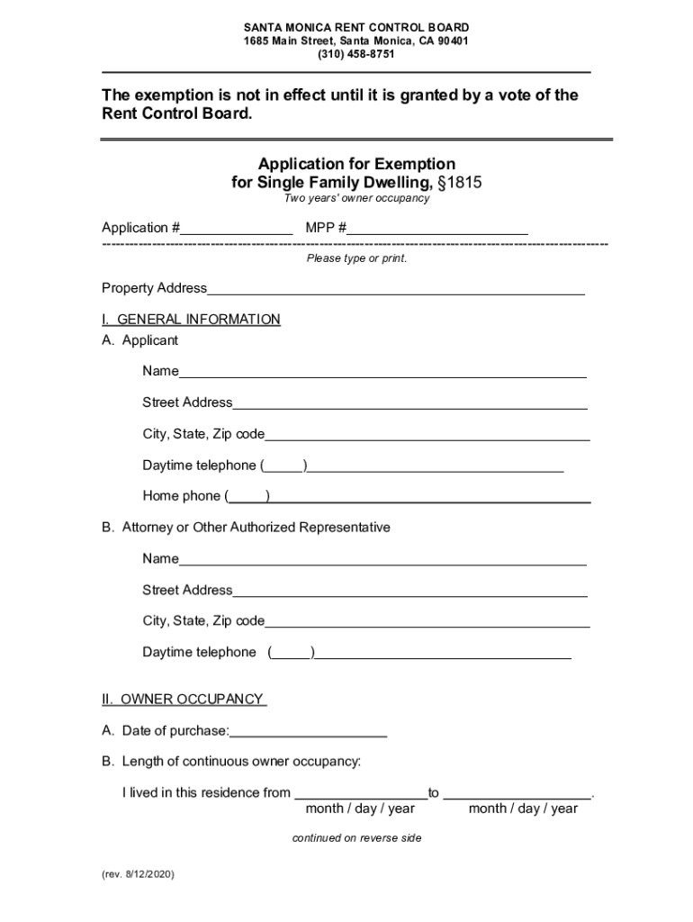 Fillable Online Department: Rent Control - santamonica.gov - City of ...