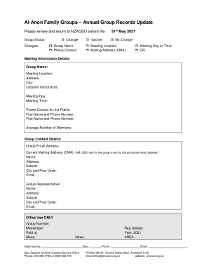 Fillable Online al-anon org Al-Anon Family Groups Annual Group Records ...