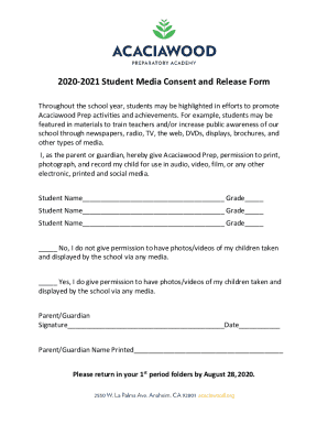 Fillable Online Student Media Consent & Release Form - - Street School ...