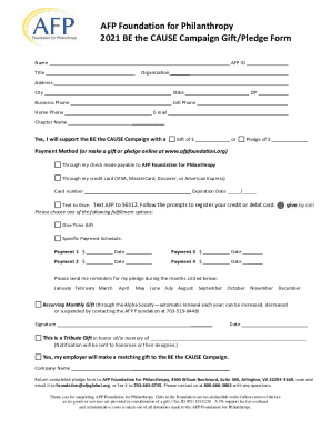 Fillable Online 2021 BE the CAUSE Campaign Gift/Pledge Form Fax Email ...