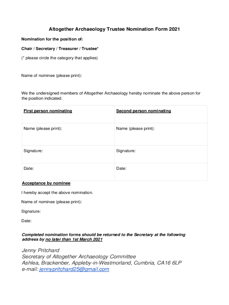 Fillable Online AA Committee Nomination Form Fax Email Print - pdfFiller