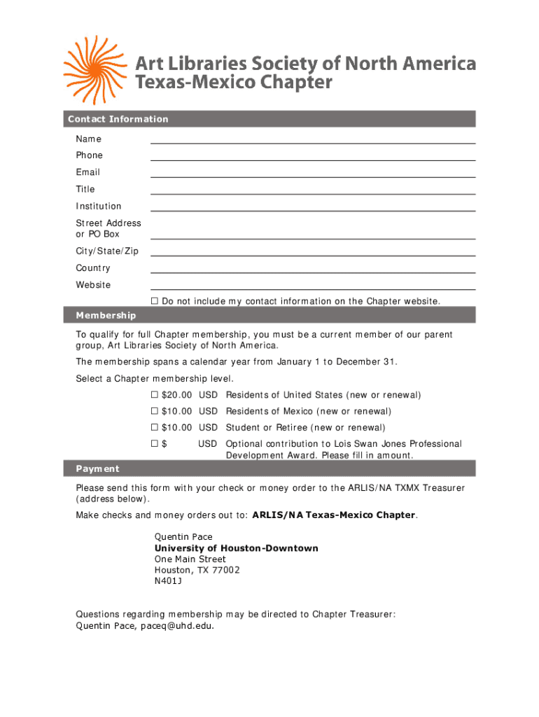 Fillable Online Art Libraries Society of North America (ARLIS/NA) Texas ...