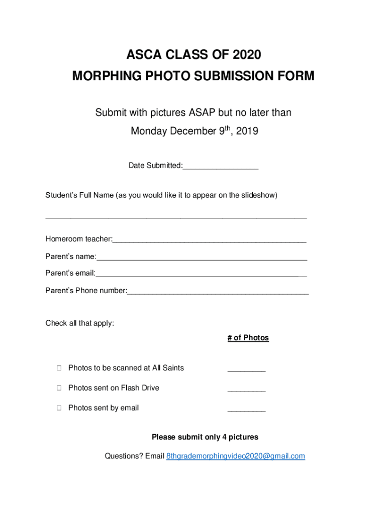 Fillable Online MORPHING PHOTO SUBMISSION FORM Fax Email Print - pdfFiller