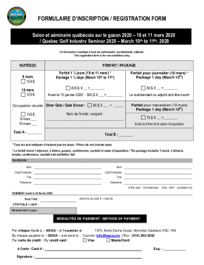 Fillable Online FORMULAIRE DINSCRIPTION / REGISTRATION FORM - ASGQ Fax ...