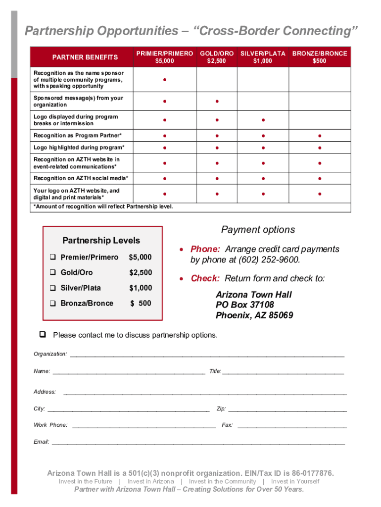 Fillable Online 2021 Cross-Border Connecting Town Hall Partnership ...