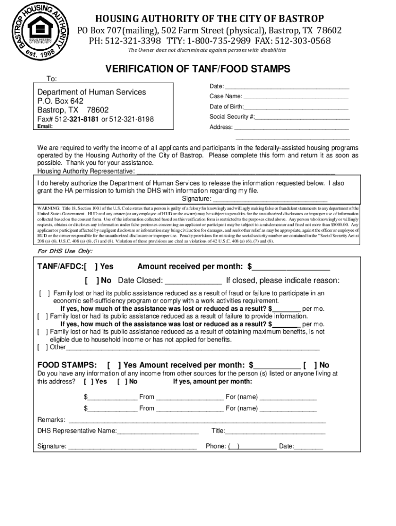Fillable Online Form H1009, TANF/SNAP Benefits Notice of Eligibility ...