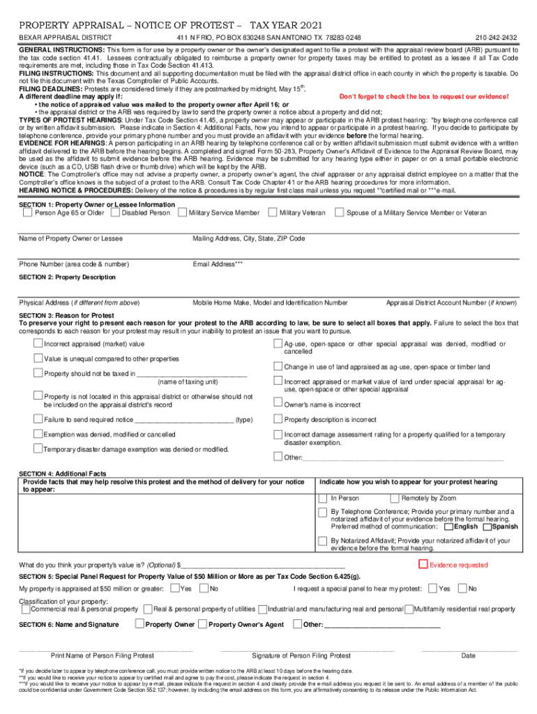 Fillable Online PROTEST FORM - 3-5-19 With Evidence ReqReal Estate ...