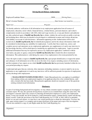Fillable Online Driving Record Release Authorization Fax Email Print ...