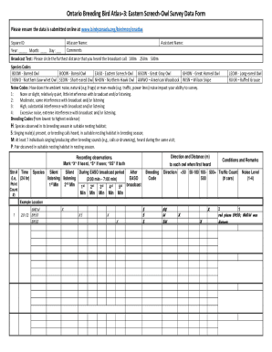 Fillable Online Ontario Breeding Bird Atlas 3: Northern Hawk Owl Survey ...
