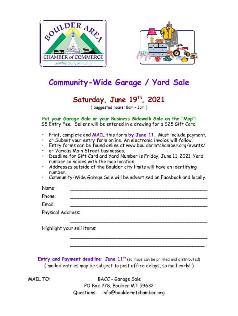 Fillable Online Community-Wide Garage / Yard Sale Fax Email Print ...