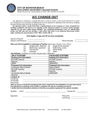 Fillable Online Air Conditioner Change Out Form Fax Email Print - pdfFiller