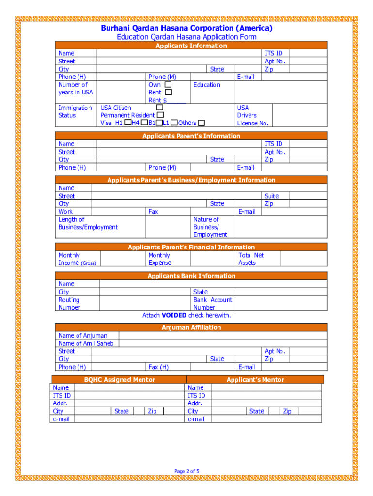 2020-2025 Form Burhani Qardan Hasana Corporation Application ...