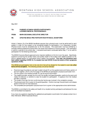 Fillable Online UPDATED MHSA PRE-PARTICIPATION PHYSICAL EXAM FORM Fax ...