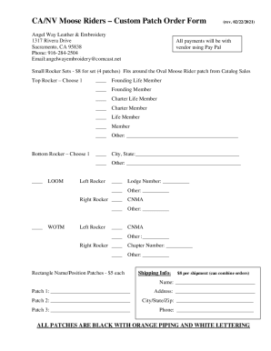 Fillable Online CANV Moose Rider Custom Patch Order Form.doc Fax Email ...